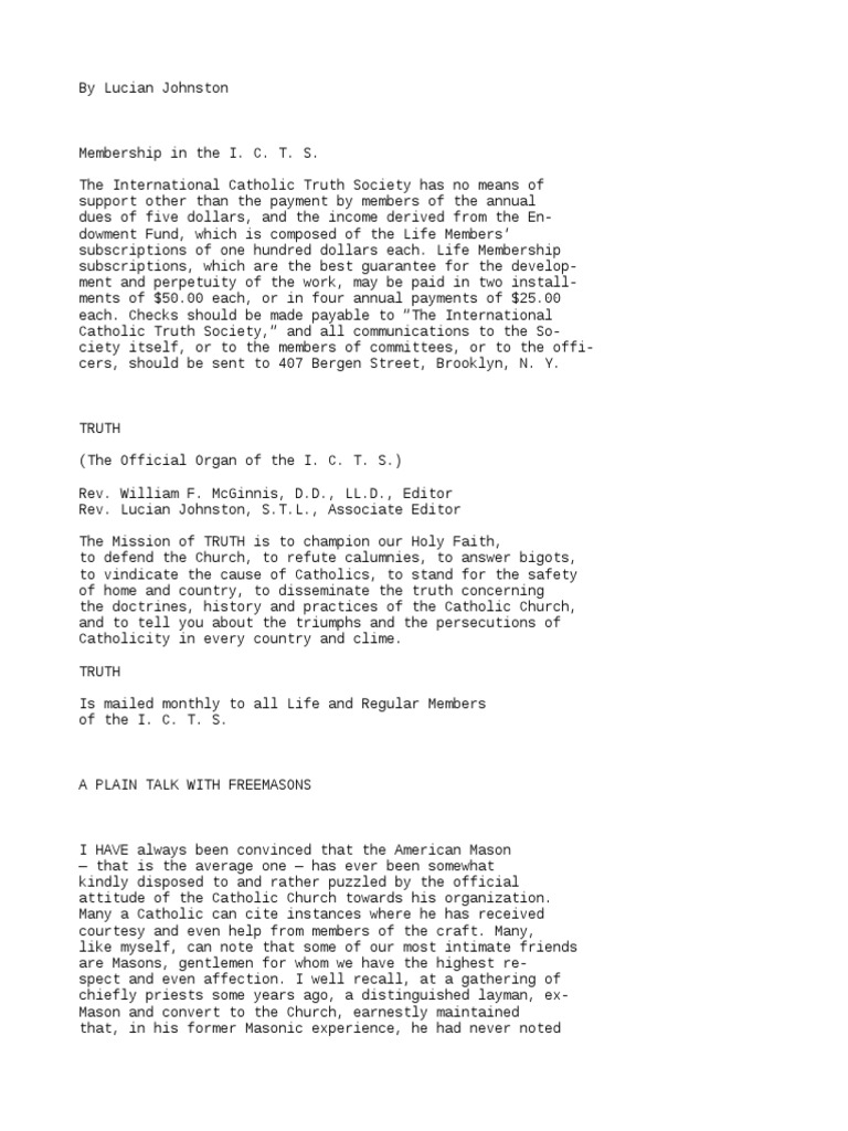 Freemasonry Pdf Freemasonry Catholic Church
