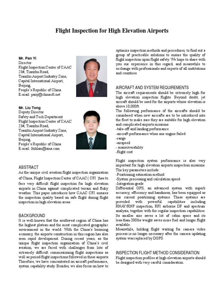 Flight Inspection For High Elevation Airports: Aircraft and System ...