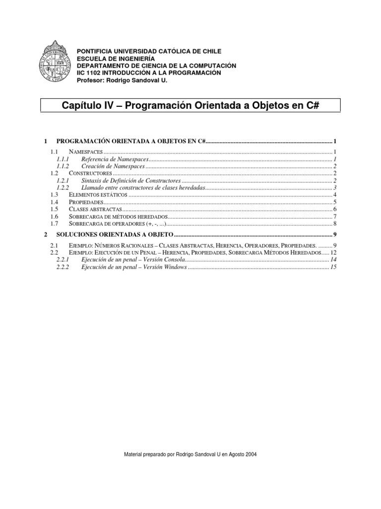 Poo C# | PDF | Objeto (informática) | C Sharp (lenguaje de programación)