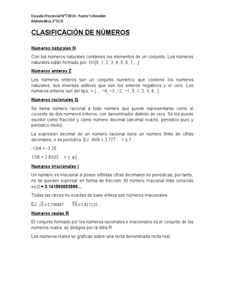 Clasificación de Números | PDF
