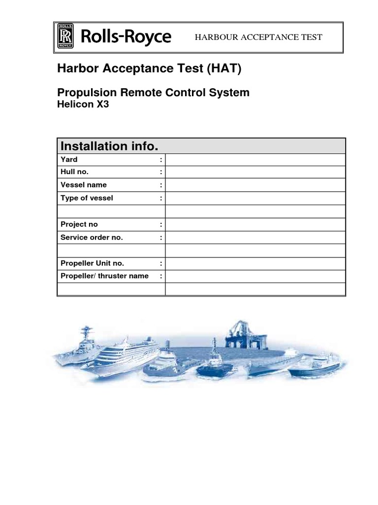 Harbor Acceptance Test (HAT) : Propulsion Remote Control System | PDF ...