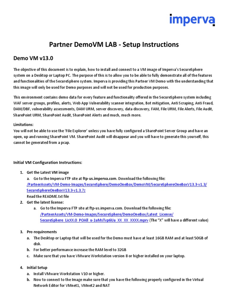 Imperva SecureSphere VM Demo Setup Guide | PDF | Virtual Machine ...