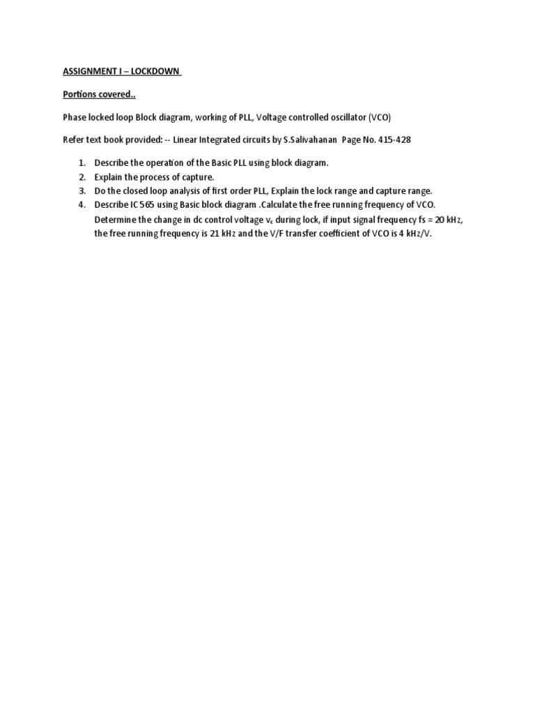 PLL Block Diagram, Operation, Capture Process & Lock Range Analysis | PDF