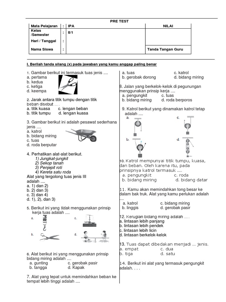 Pesawat Sederhana dan Prinsip Tuas | PDF | Metode & Bahan Ajar ...