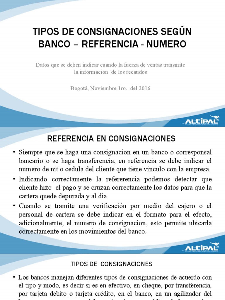 Tipos Consignaciones | PDF | Tarjeta de débito | Bancos