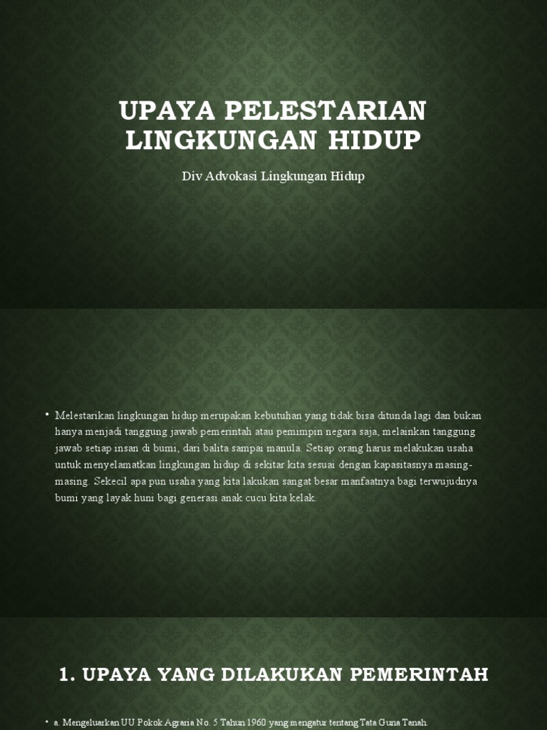 Upaya Pelestarian Lingkungan Hidup | PDF
