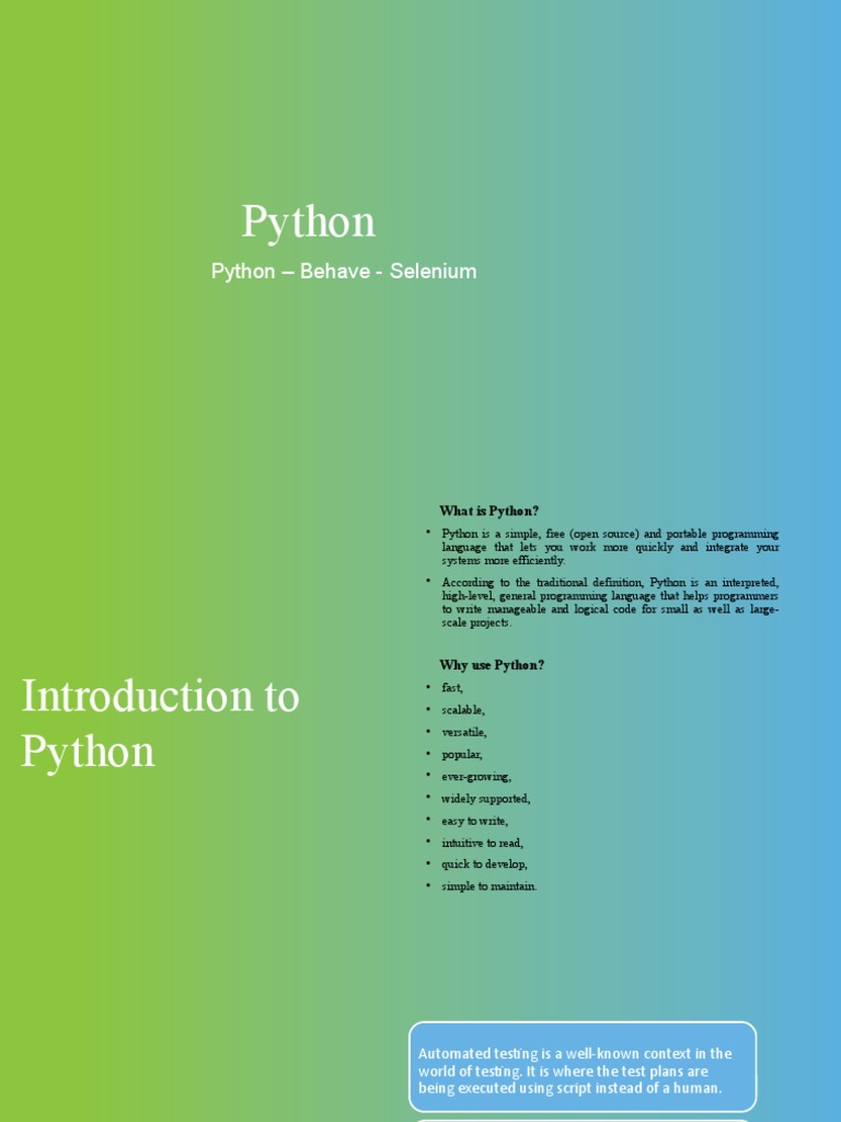 Python Automation Testing Presentation | Download Free PDF ...