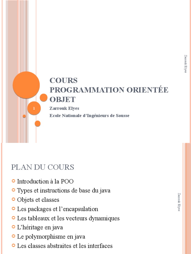 Introduction à la Programmation Orientée Objet | PDF | Classe (informatique) | Java (Langage de ...