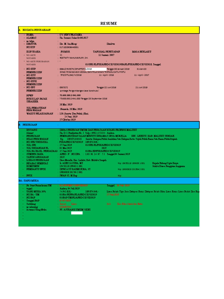 Rincian Uang Muka TEMI | PDF