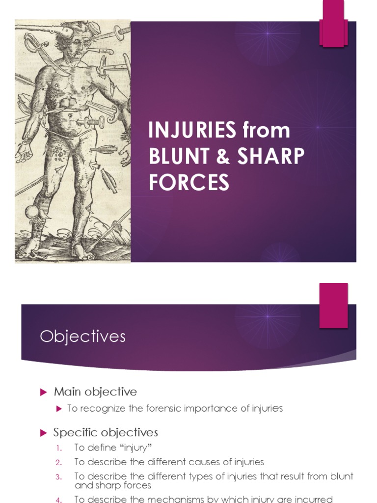 Forensic Analysis of Blunt and Sharp Injuries | PDF | Self Harm | Wound