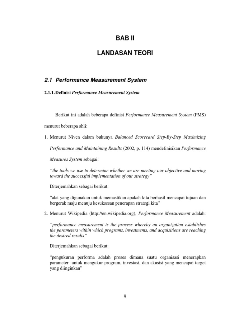 Bab Ii Landasan Teori: 2.1 Performance Measurement System | PDF | Bisnis