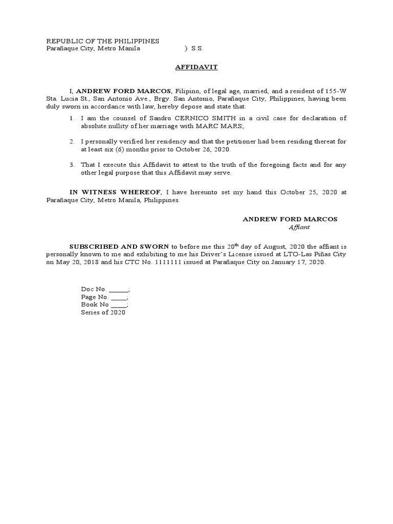 Affidavit For Address | PDF