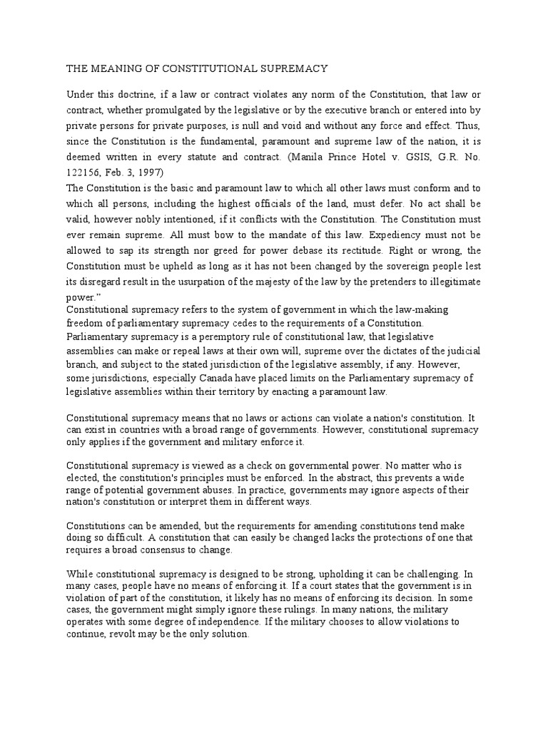 The Meaning of Constitutional Supremacy | PDF | Constitution | Rule Of Law