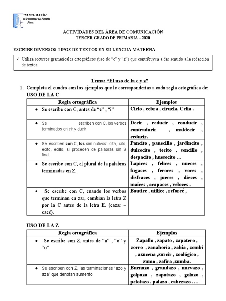 30.10 Reglas Del Uso de La C y Z. | PDF | Morfología Lingüística ...