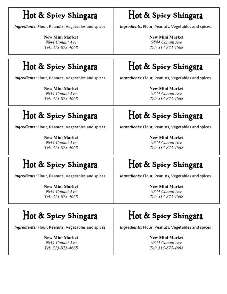 New Mini Market Ingredients List | PDF