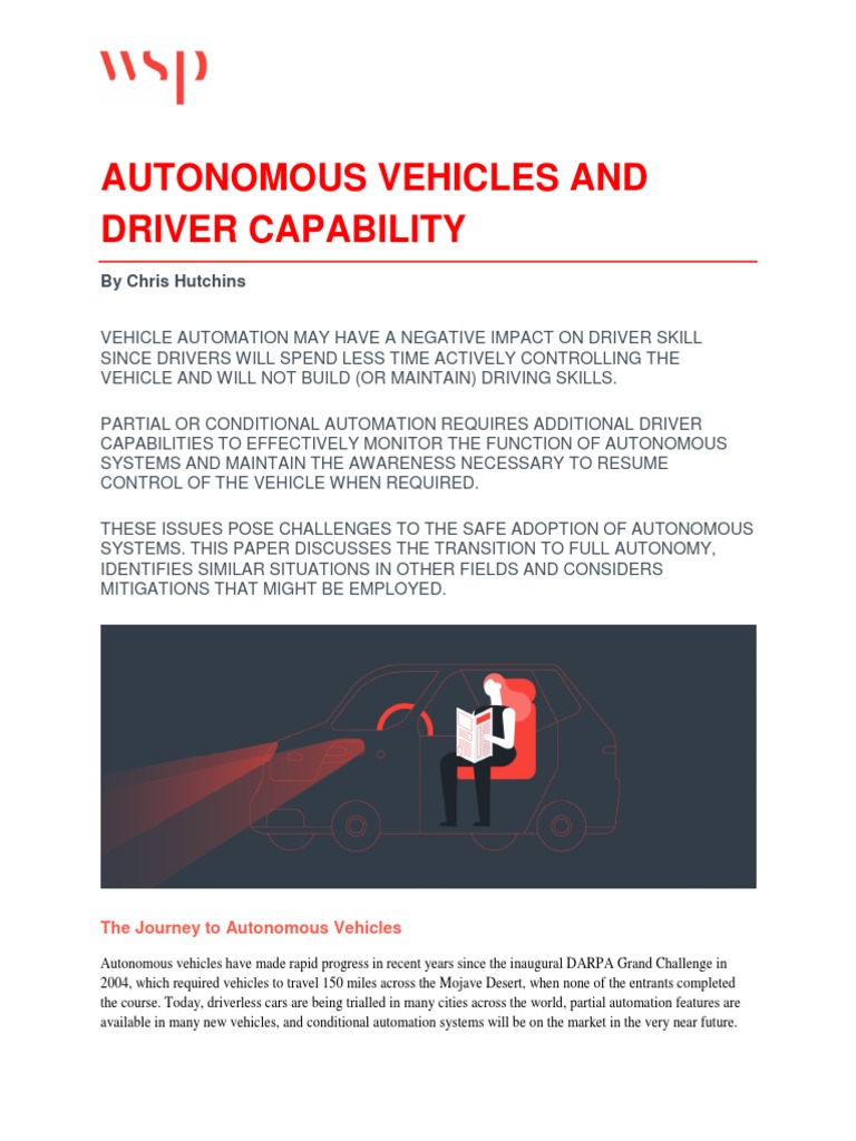 Autonomous Vehicles and Driver Capability | PDF | Transport Safety ...