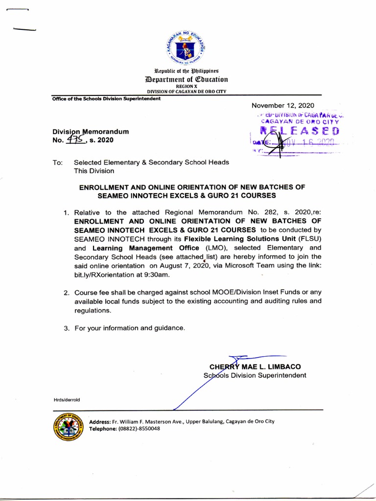 DM475s2020 - Enrollment and Online Orientation of New Batches of SEAMEO ...