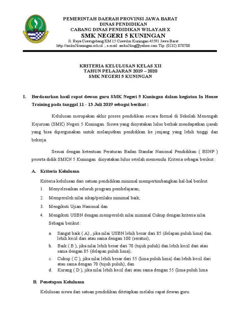 Kriteria Kelulusan Kelas 12 | PDF