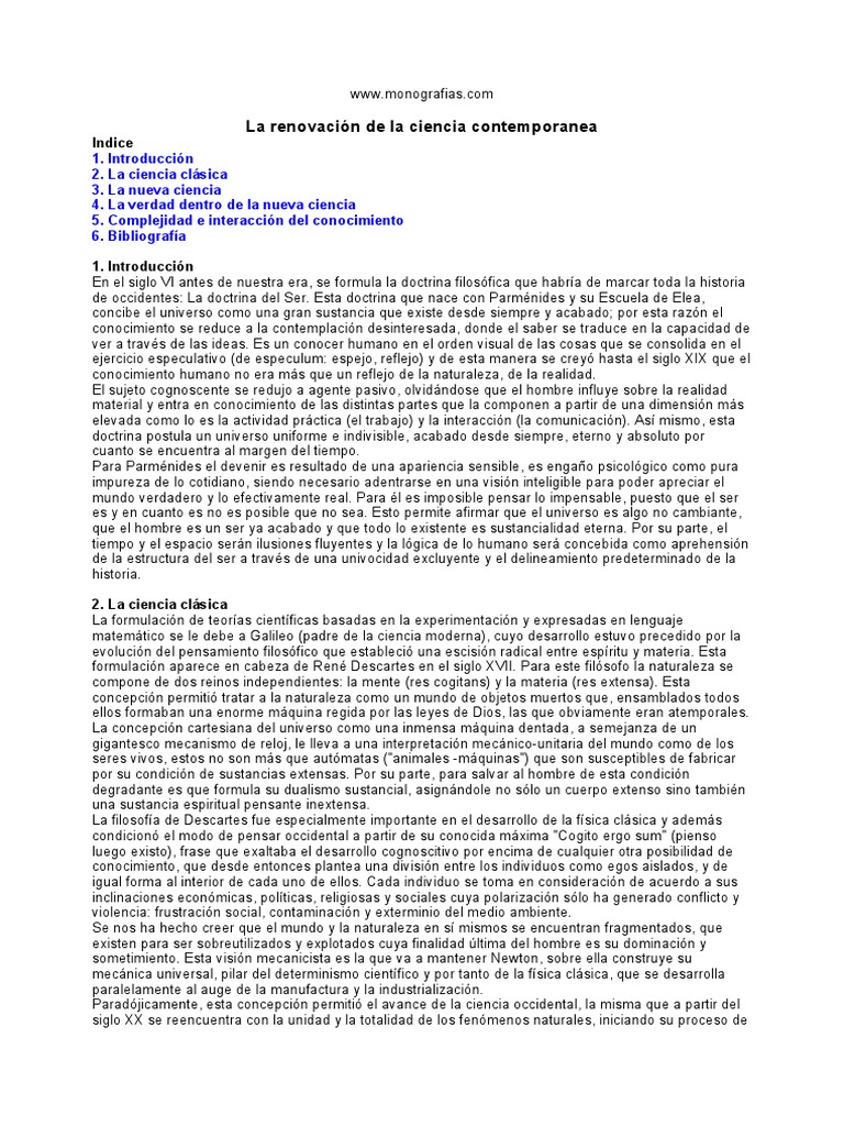 Renovación de la Ciencia Contemporánea | PDF | Determinismo | Verdad