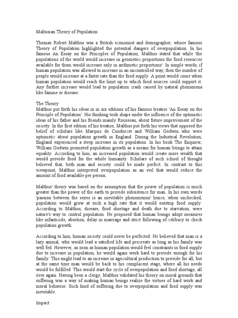 Malthusian Theory of Population in 40 Characters | PDF | Science ...