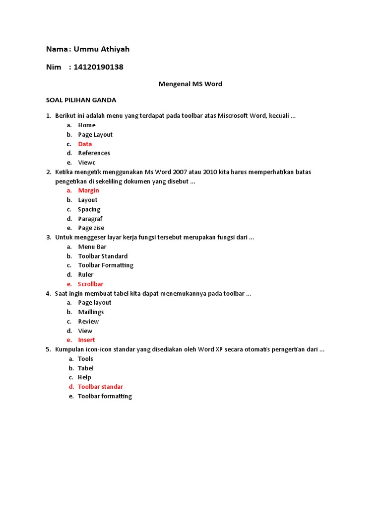 Mengenal MS Word PERTANYAAN | PDF