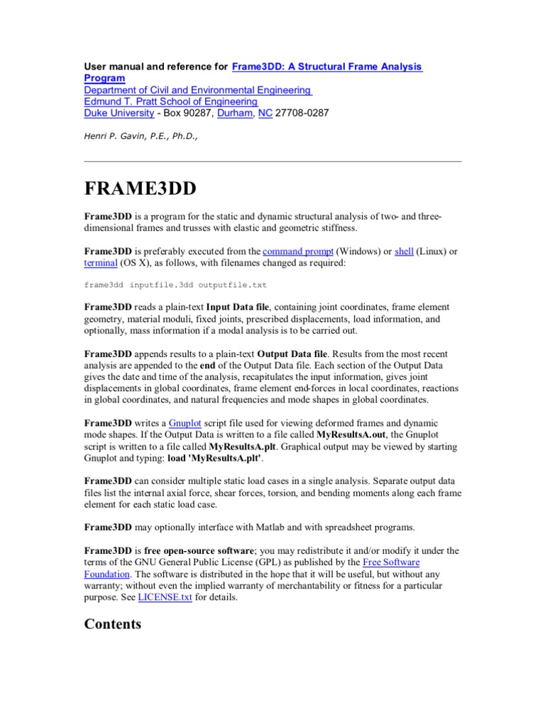 User Manual and Reference For Frame3DD | PDF | Zip (File Format ...