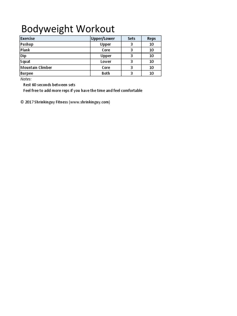 Bodyweight Workout PDF | PDF