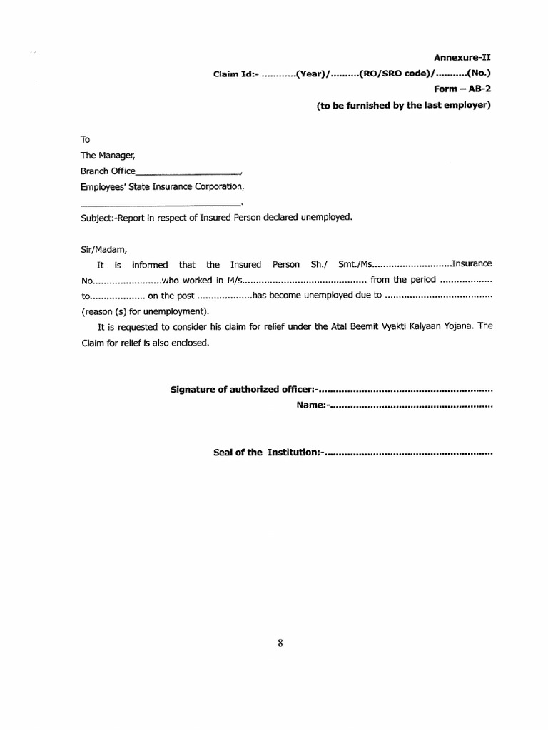 ESIC Form AB-2 Blank | PDF