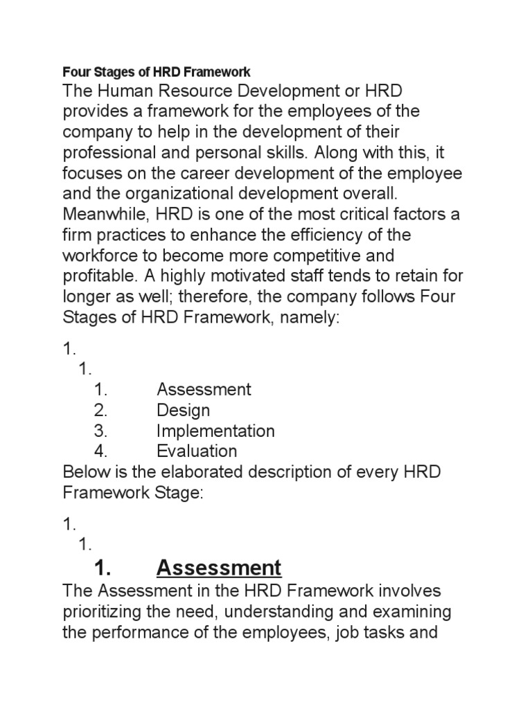 Four Stages of HRD Framework | PDF | Educational Technology | Goal