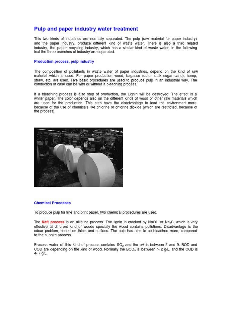 Pulp and paper industry water treatment | Pulp (Paper) | Paper