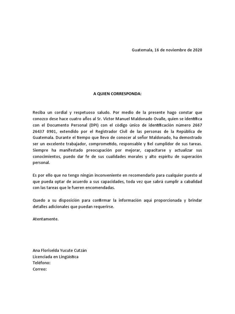 Modelo de Carta de Reco | PDF