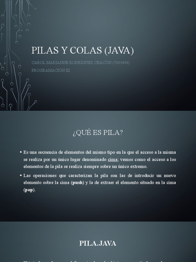 Pilas y Colas (Java) | PDF | Cola (tipo de datos abstractos) | Java (lenguaje de programación)