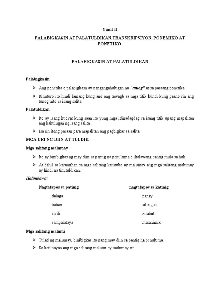 Palabigkasin at Palatuldikan | PDF