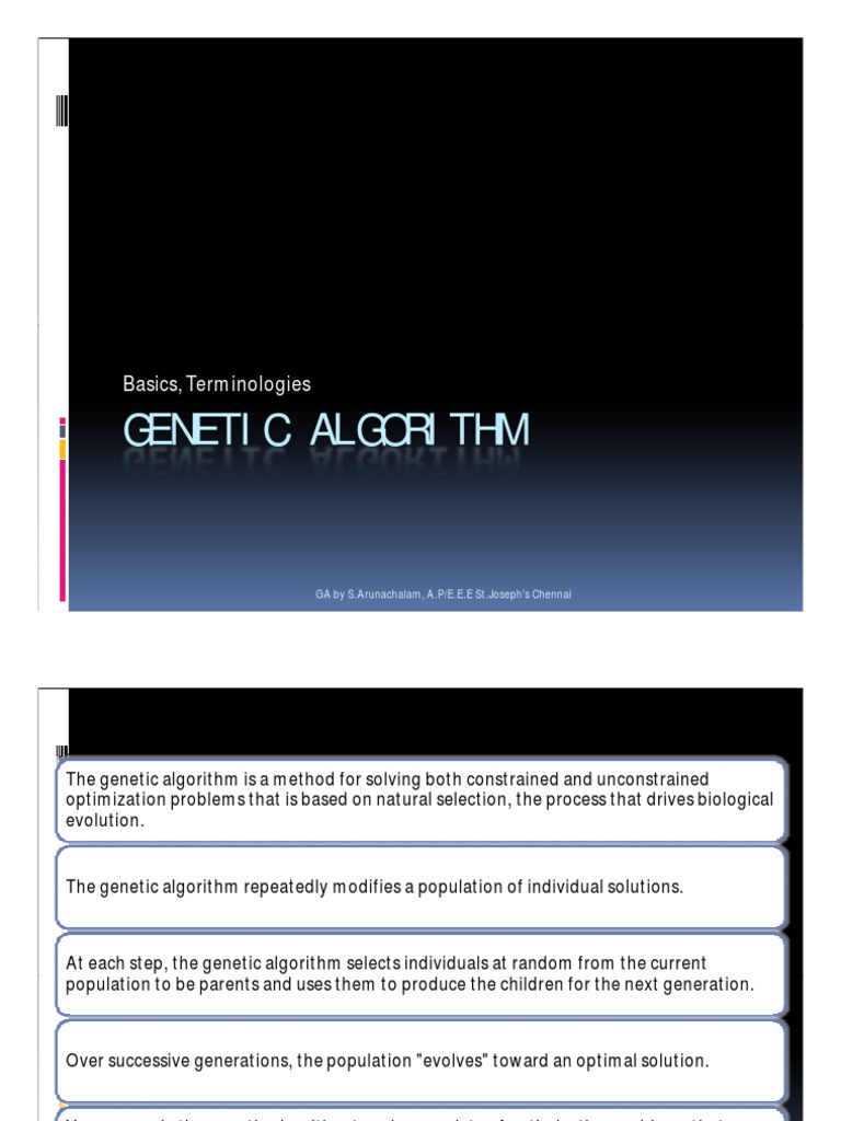 Genetic Algorithm: Basics, Terminologies | PDF | Genetic Algorithm | Mathematical Optimization