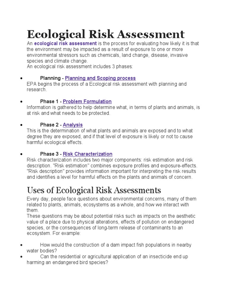 Ecological Risk Assessment | PDF | Risk Assessment | Risk