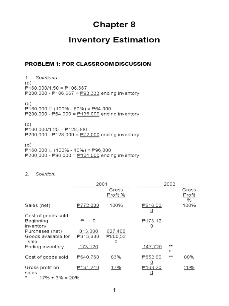 Sol. Man. - Chapter 8 - Inventory Estimation - Ia Part 1a | PDF ...