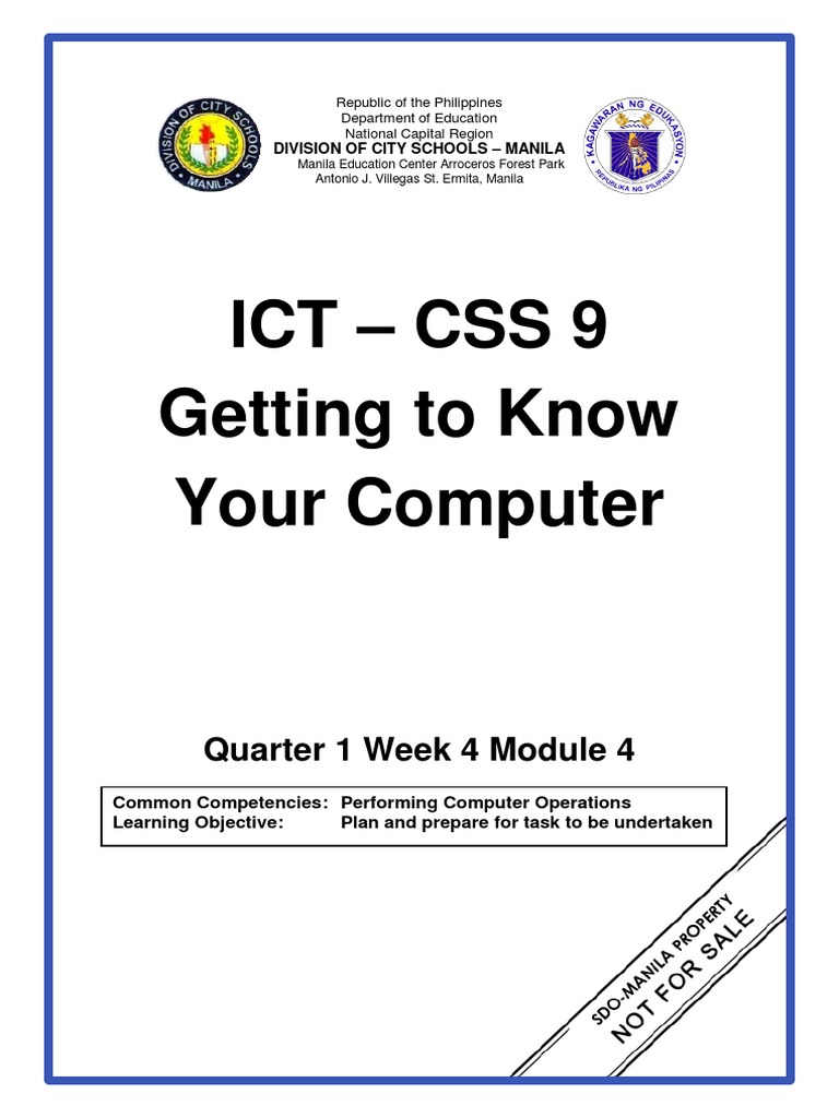 TLE-TE 9 - Q1 - W4 - Mod4 - ICT CSS | PDF | Occupational Safety And ...