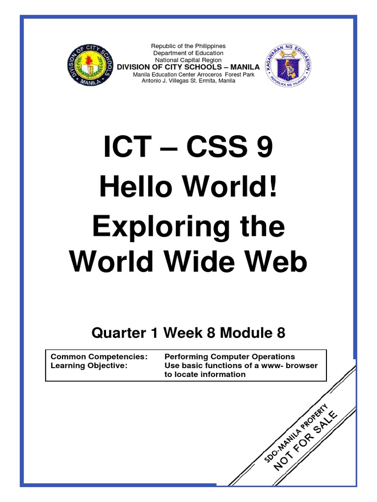 TLE-TE 9 - Q1 - W8 - Mod8 - ICT CSS | PDF | Hyperlink | World Wide Web