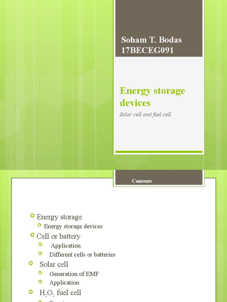Energy Storage Devices Overview | PDF | Redox | Fuel Cell