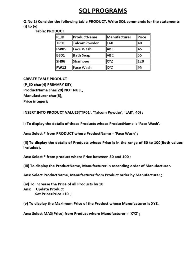 SQL Programs | PDF | Data Model | Data Management Software