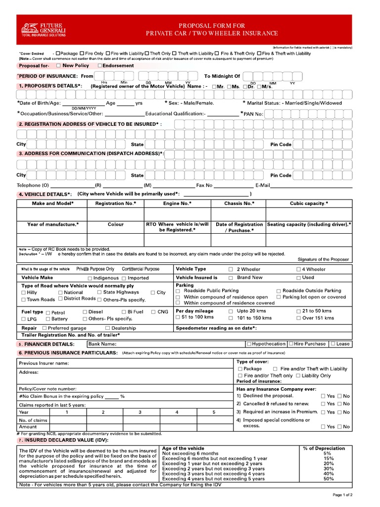 Proposal Form Future Generalli | PDF
