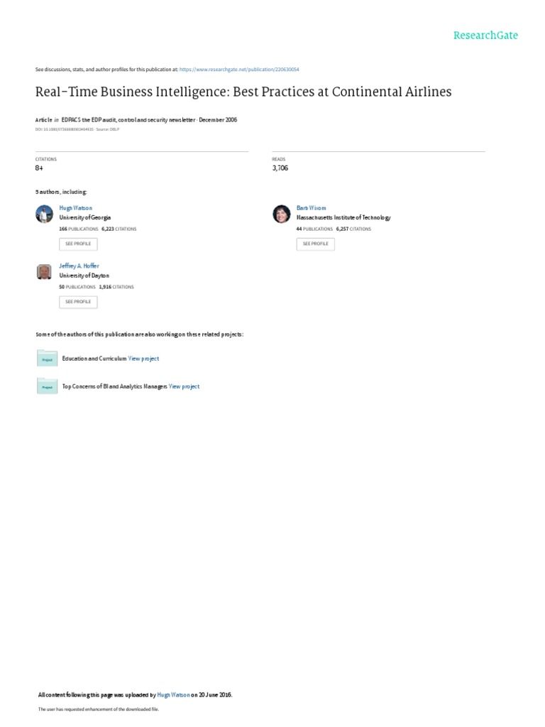 Real-Time Business Intelligence Best Practices at | PDF | Data ...