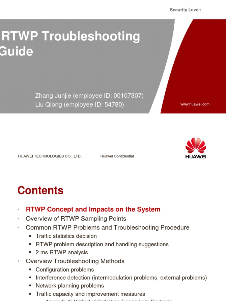 RTWP Troubleshooting Guide: Zhang Junjie (Employee ID: 00107307) Liu ...
