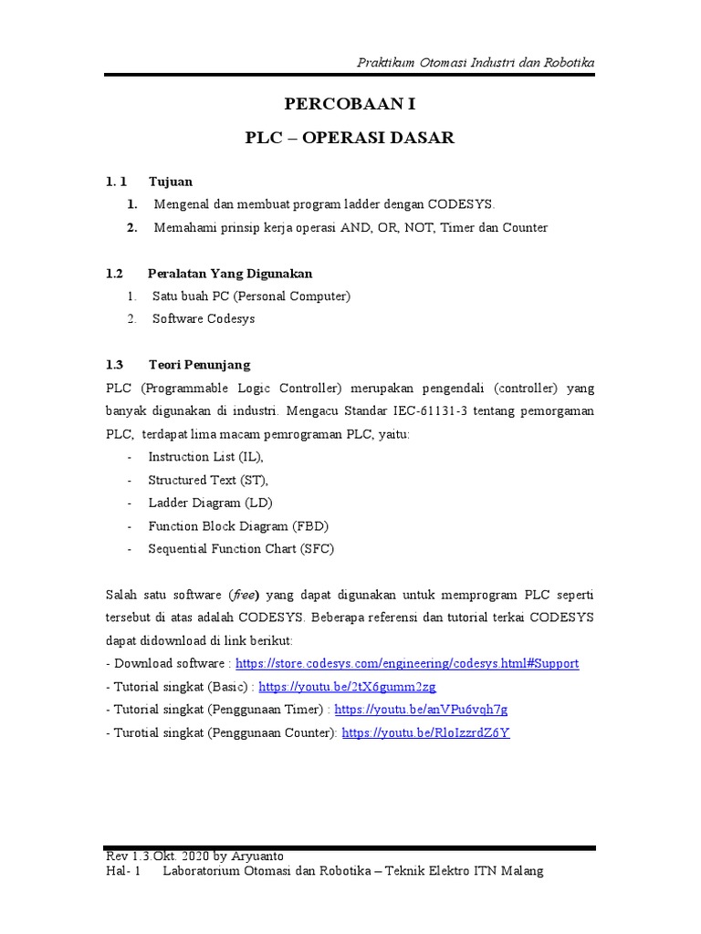 Modul PLC BASIC 2020 | PDF | Teknologi & Rekayasa