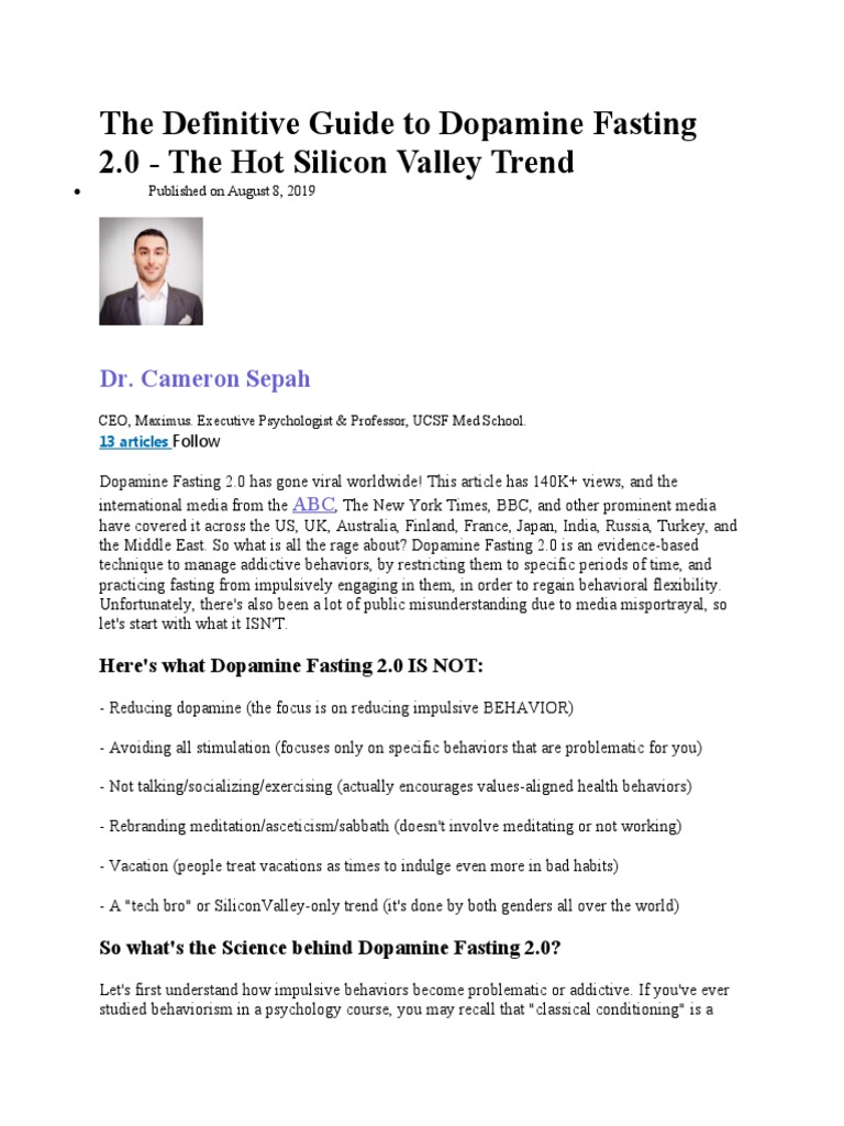 The Definitive Guide To Dopamine Fasting 2.0 - The Hot Silicon Valley ...