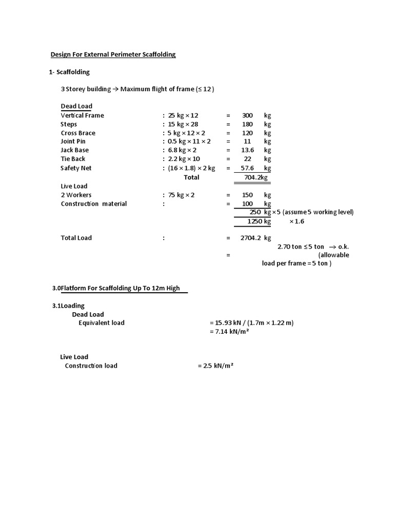 Design Calculation For Scaffolding | PDF