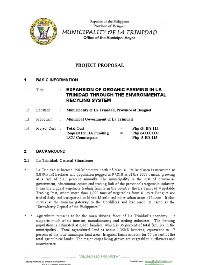 Lgu Proposal La Trinidad | PDF | Organic Farming | Compost