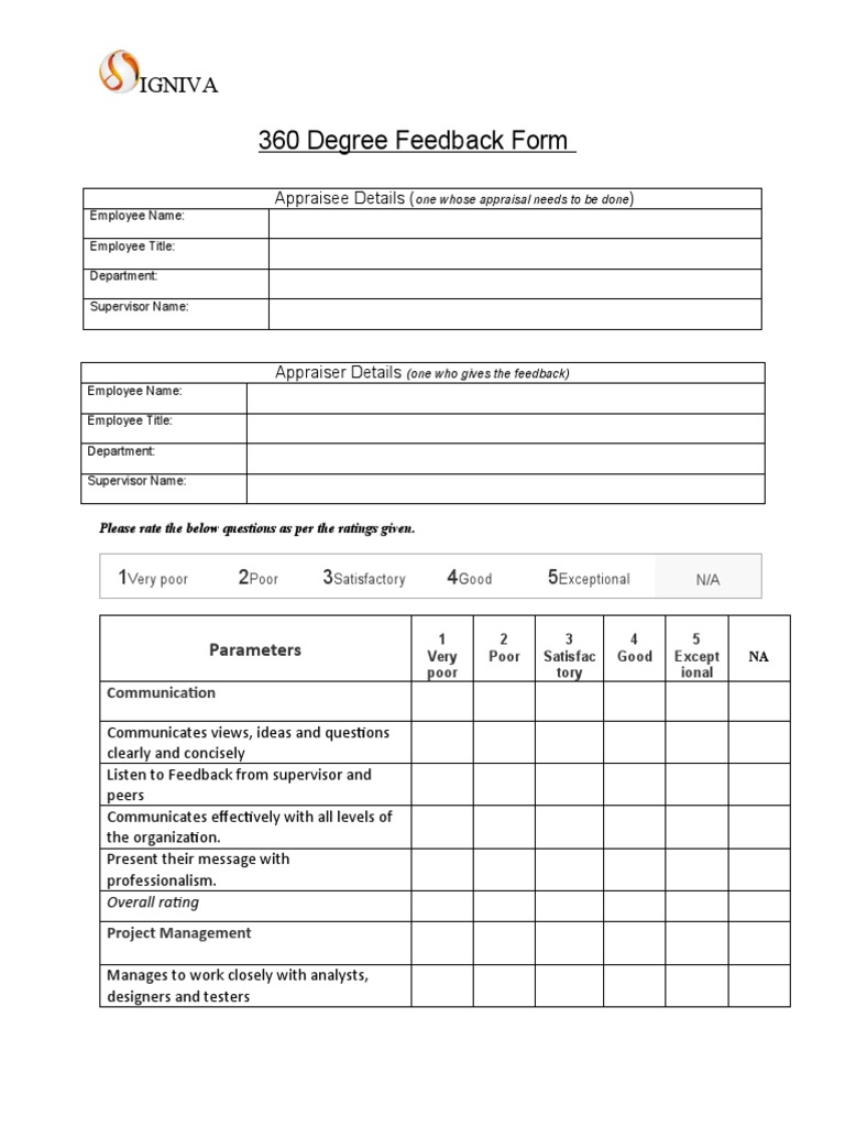 360 Degree Feedback Form Template | PDF | Career & Growth