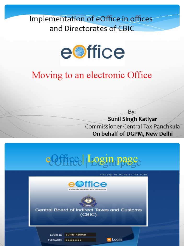 Implementation of Eoffice in Offices and Directorates of Cbic | PDF ...