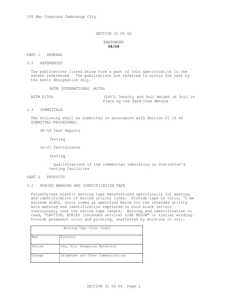 19 - Technical Specifications - Earthwork PDF | PDF | Topsoil ...